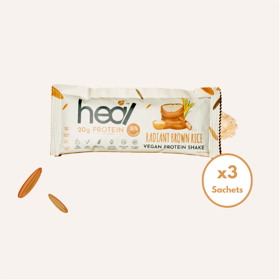 Heal Radiant Brown Rice Vegan Protein Shake, 3x Sachets Bundle (36g ...