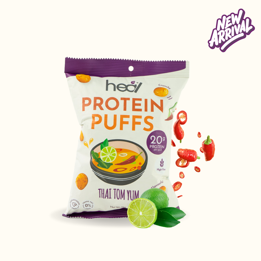 Heal Protein Puffs Thai Tom Yum (48g) - High-Protein High-Fibre Crunch ...