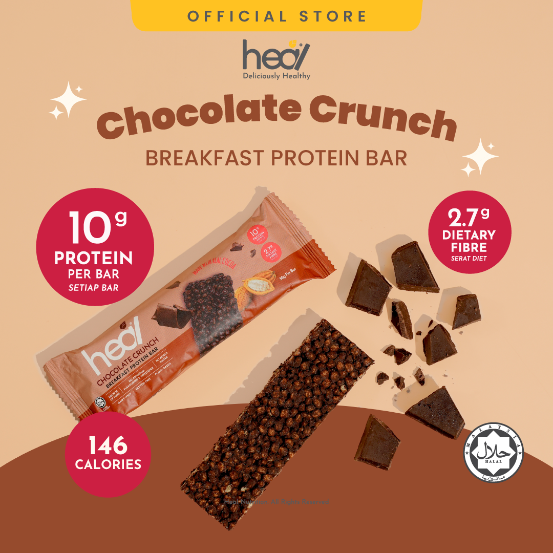 Heal Chocolate Crunch Breakfast Protein Bar (38g) - HALAL – Heal ...