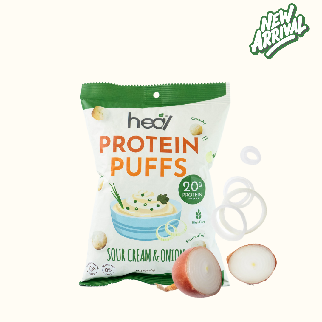 Heal Protein Puffs Sour Cream & Onion (48g) - Creamy Crunch with High ...