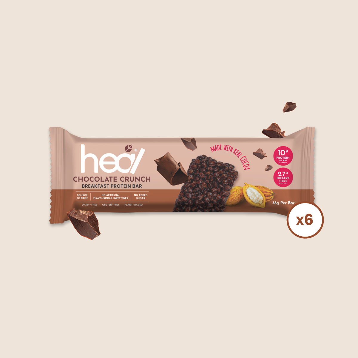 Heal Chocolate Crunch Breakfast Protein Bar (38g) - HALAL – Heal ...
