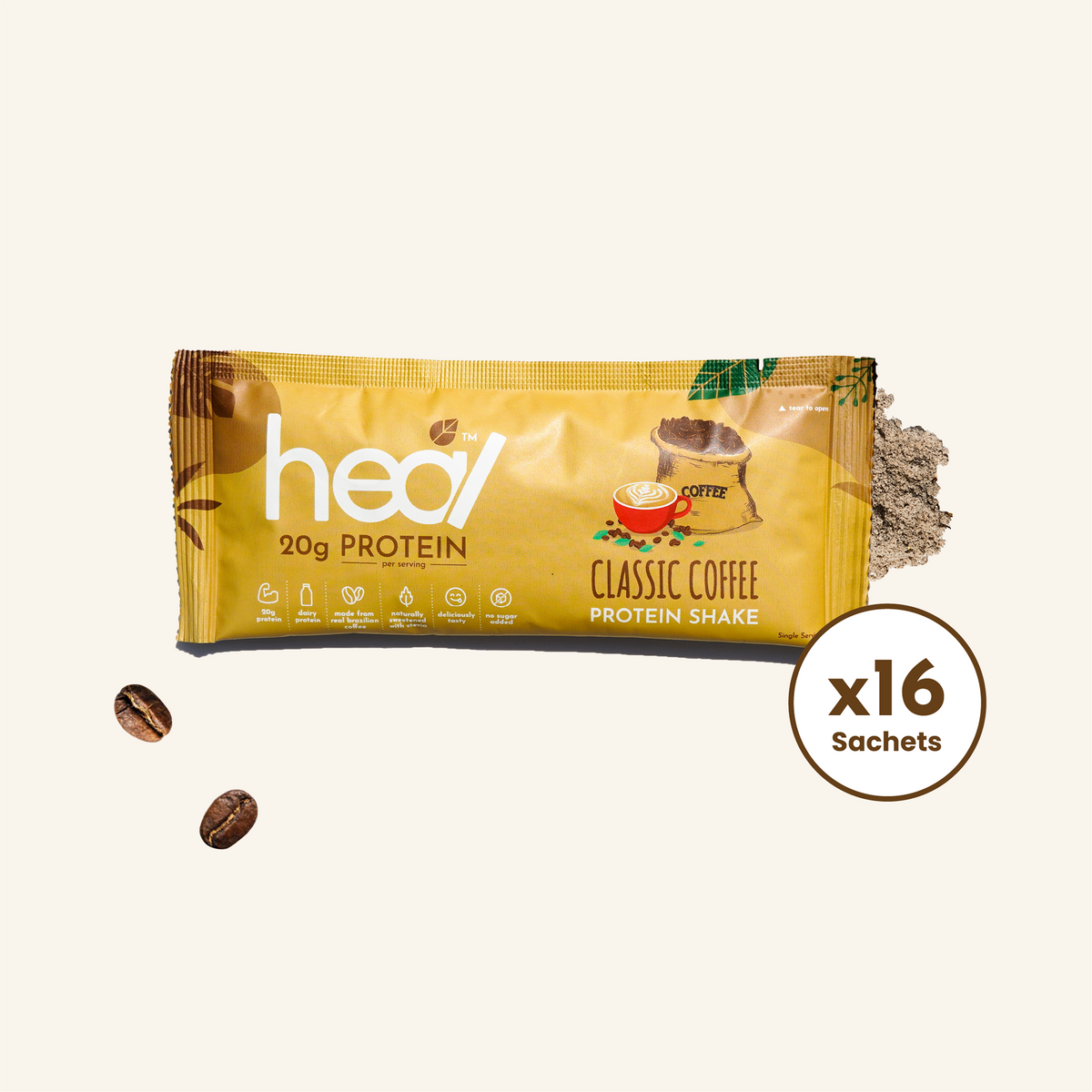 Heal Classic Coffee Protein Shake, 16 Sachets (36g) – Heal Nutrition MY