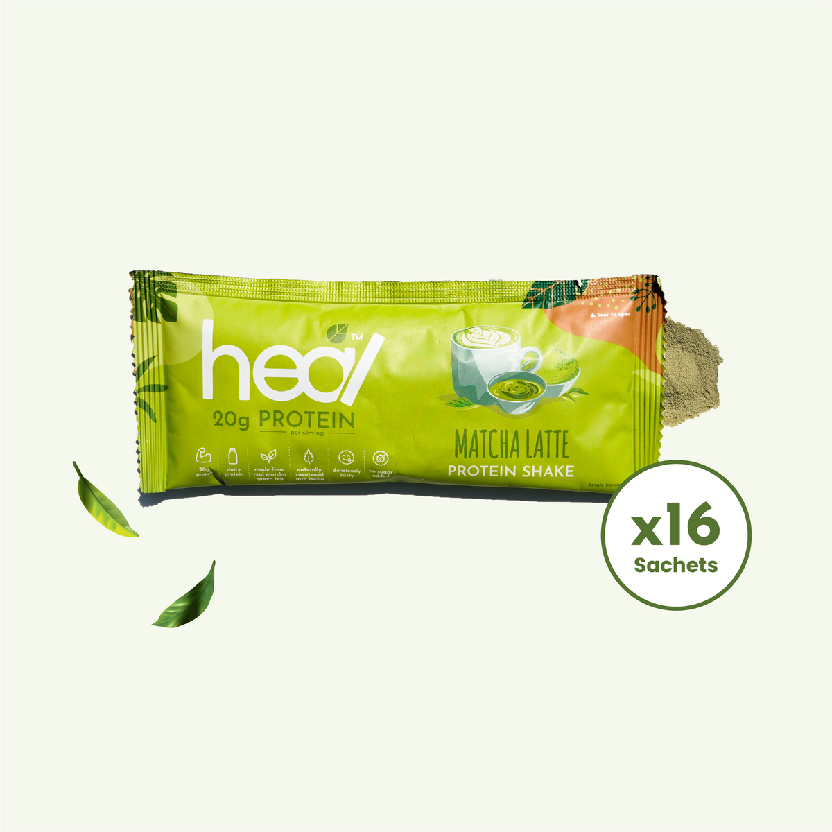 Heal Matcha Latte Protein Shake, 16 Sachets (32g) – Heal Nutrition MY