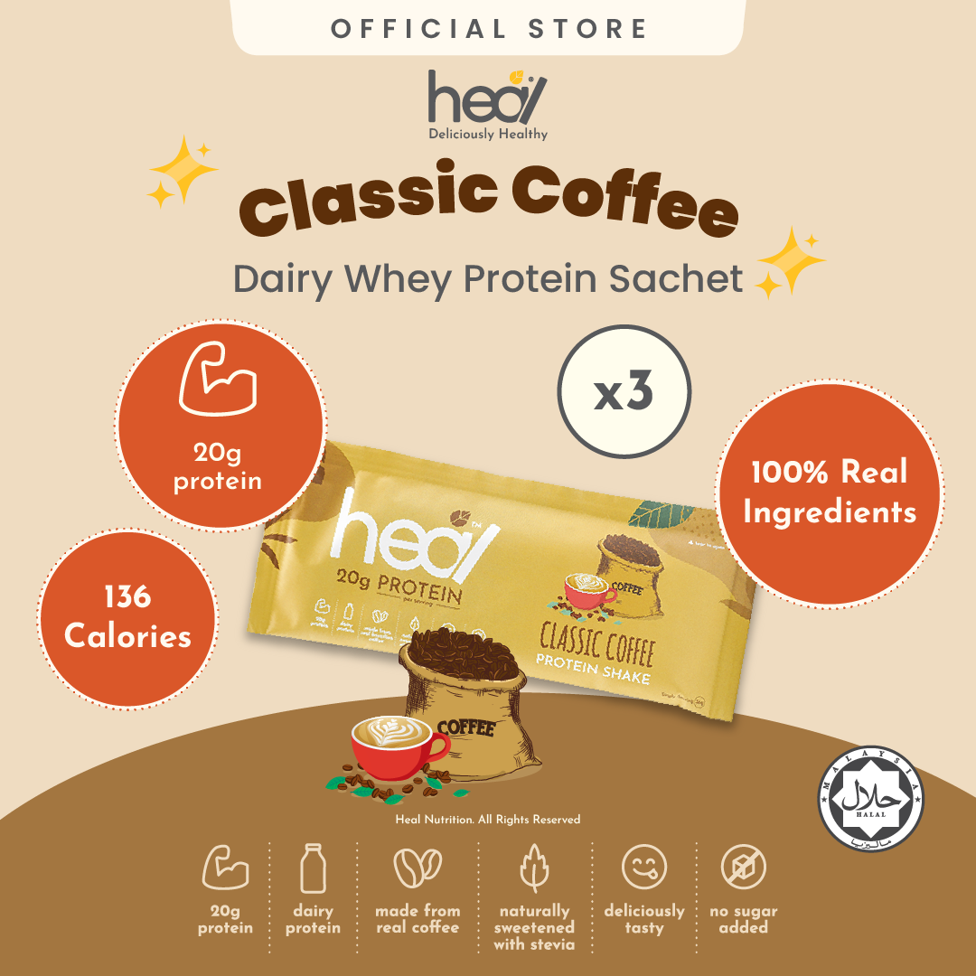 Heal Classic Coffee Protein Shake 3x Sachets Bundle (36g) - HALAL ...