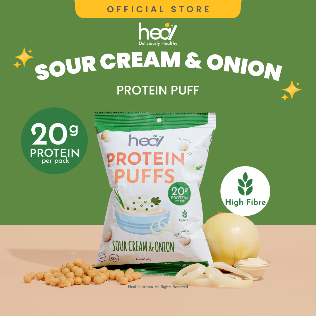 Heal Protein Puffs – Sour Cream & Onion (48g) • 20g Protein • High Fib ...