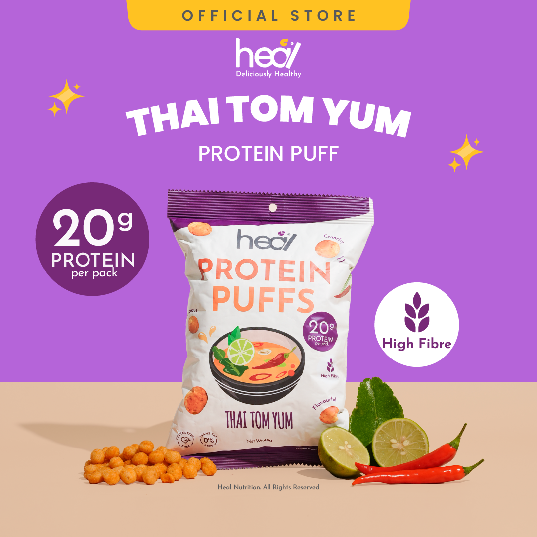Heal Protein Puffs – Thai Tom Yum (48g) • 20g Protein • High Fibre • G ...